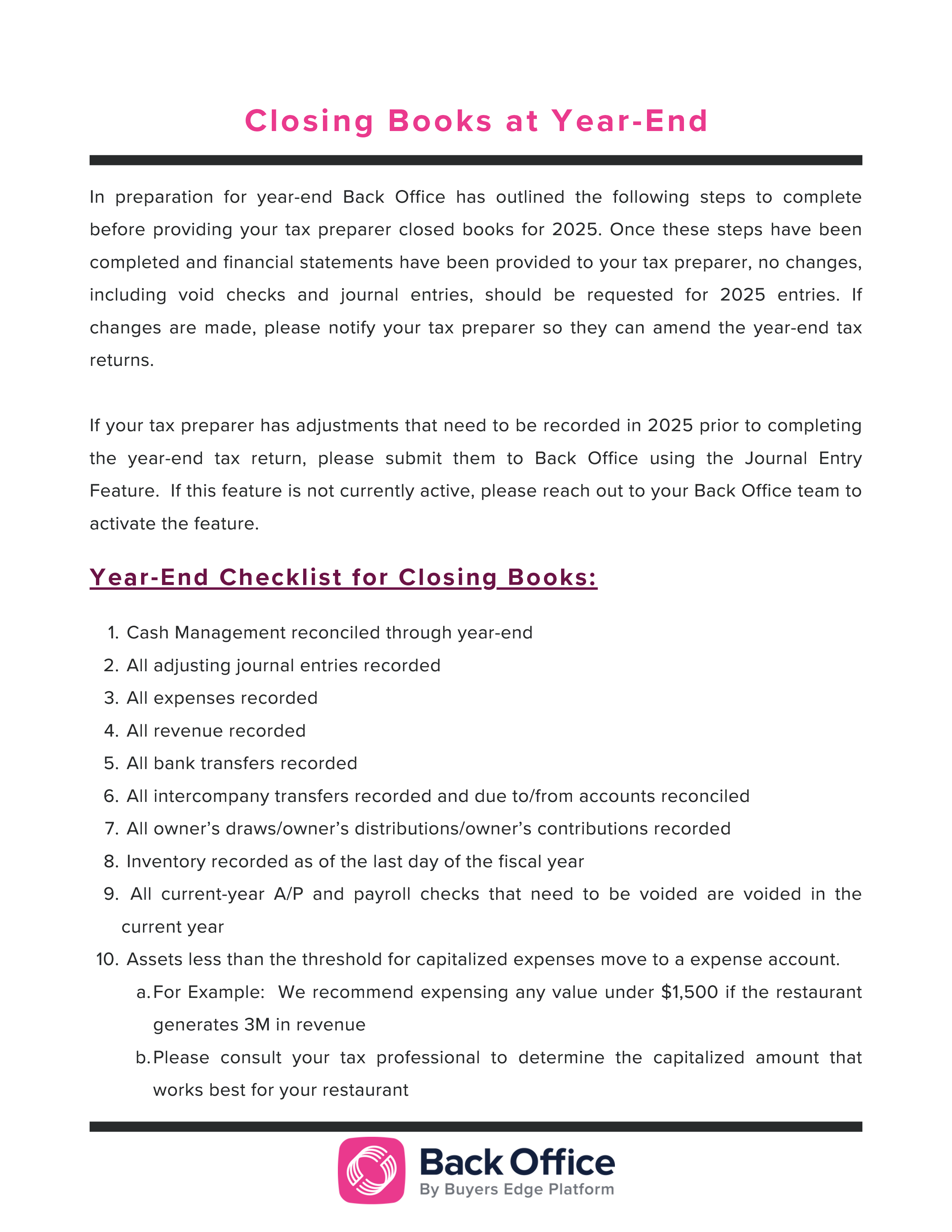 10 Steps for Closing Books at Year-End 2025 – Back Office